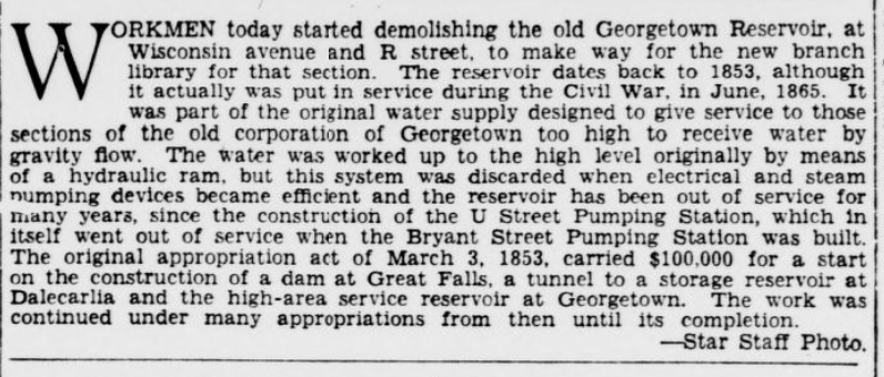 Georgetown Time Machine: Demolishing the Reservoir | The Georgetown ...